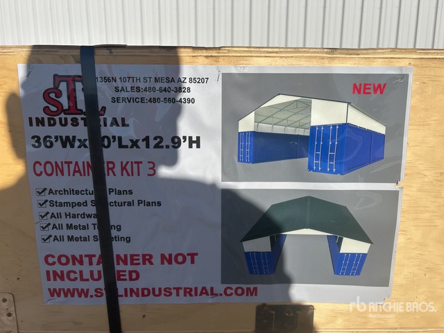 STL Industrial 36 ft x 40 ft Metal Shipping Container Roof Cover Kit ...