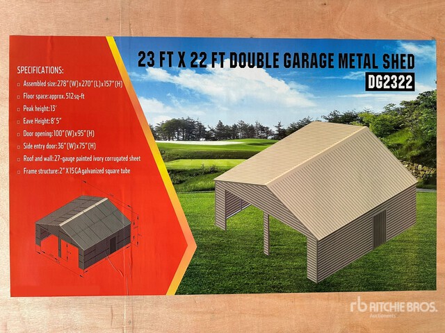 2025 Agriquip DG2322 Double Garage Metal Shed (Unused) | Ritchie Bros ...