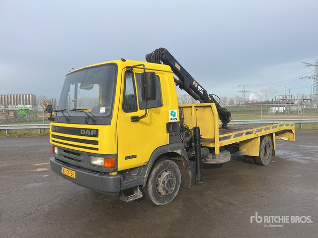 Hiab 050 on 1995 DAF AE45 4x2 COE Flatbed Truck with Crane | Ritchie ...