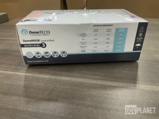 Surplus (800) Boxes of DemeTech ASTM Level 3 Surgical Masks in ...
