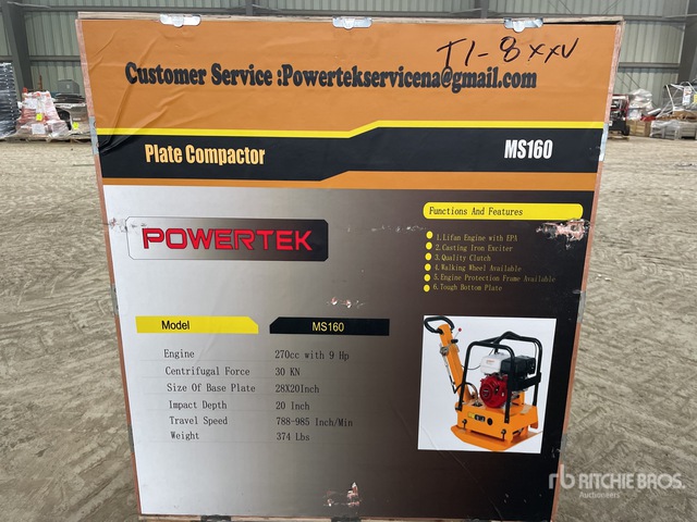 2025 Powertek MS160 Reversible Vibratory Plate Compactor (Unused ...