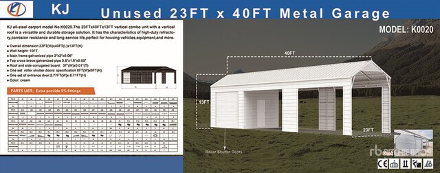 2025 KJ K0020 40 ft x 23 ft x 13 ft Metal Garage Edificio de almacenaje ...