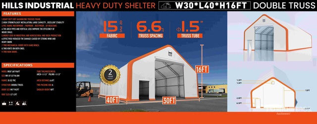 2024 HIlls Industrial 403016 30 ft x 40 ft x 16 ft Storage Building ...