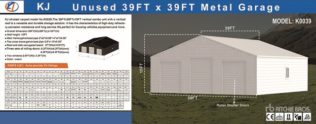 2025 KJ K0039 39 ft x 39 ft Storage Building (Unused) | Ritchie Bros ...
