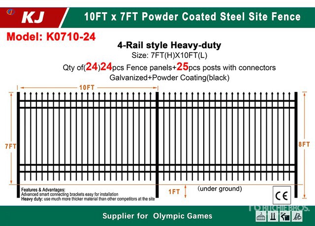 Quantity of (24) 2025 KJ K0710-24 10 ft x 7 ft Powder Coated Fencing ...