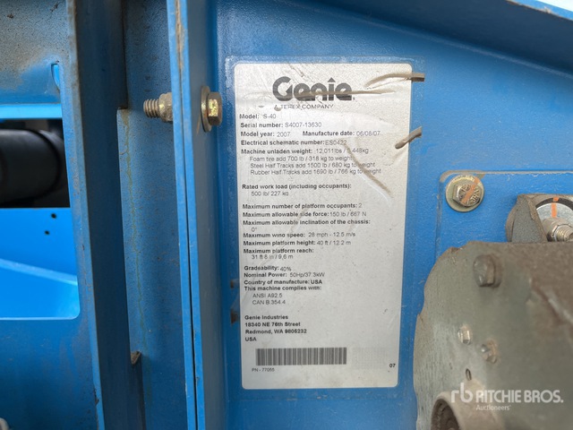 2007 Genie S40 4WD Diesel Telescopic Boom Lift | Ritchie Bros. Auctioneers