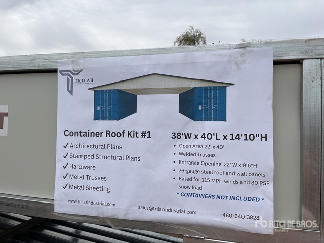 Trilar Industrial 38 ft x 40 ft x 14 ft 10 in Container Shelter (Unused ...