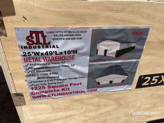 STL Industrial 25 ft x 49 ft x 13 ft 2 Car Garage Metal Building Kit ...