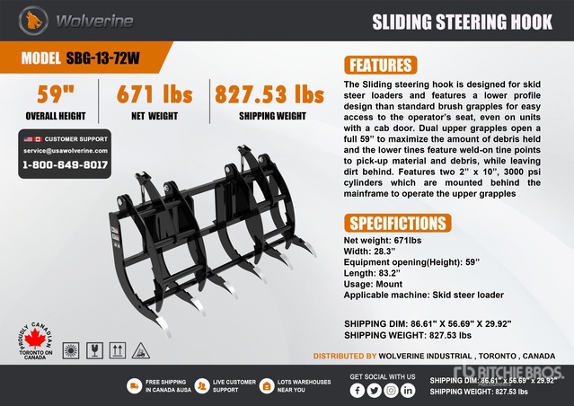 2025 Wolverine SBG-13-72W 84 in Skid Steer Root Rake (Unused) | Ritchie ...