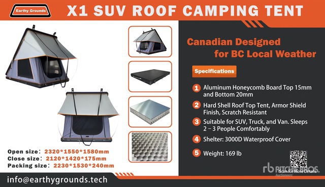 Earthy Grounds X1 Roof Camping Tent - Fits SUV, Truck and Van (Unused ...