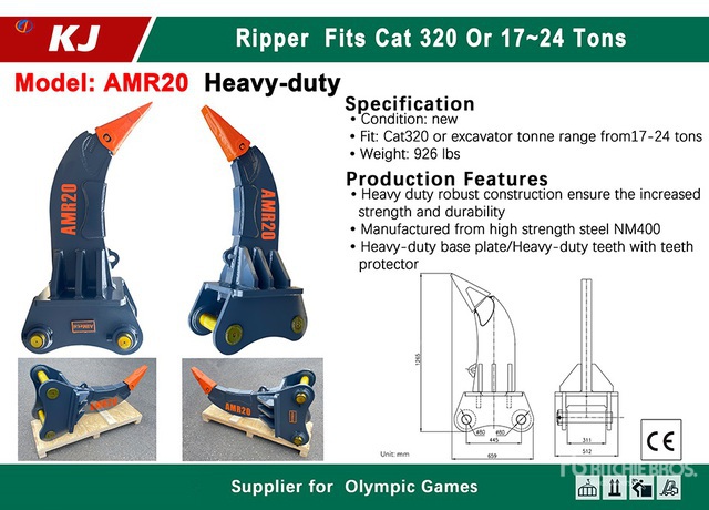 2025 KJ AMR20 Excavator Ripper - Fits Cat 320 / 17 - 24 ton (Unused ...
