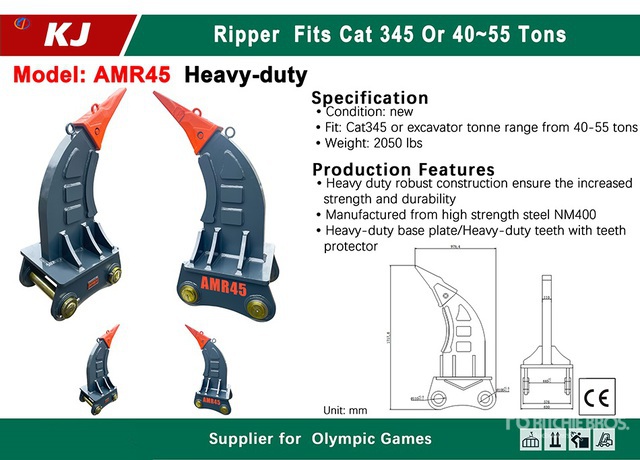2025 KJ AMR45 Excavator Ripper - Fits Cat 345 / 40 - 55 ton (Unused ...