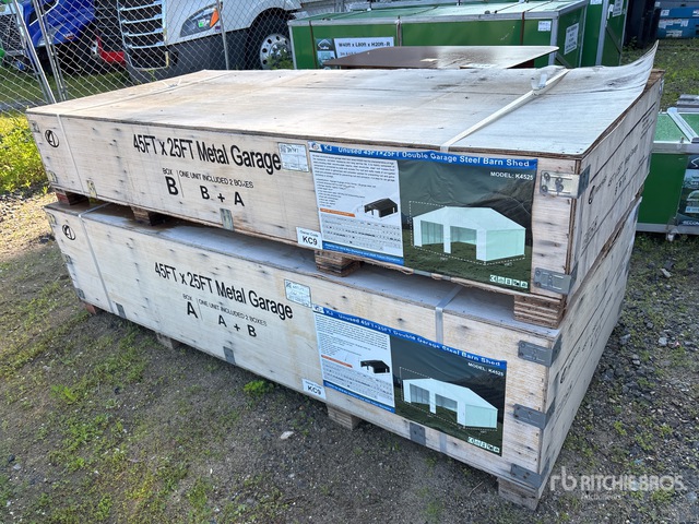 KJ K4525 45 ft x 25 ft Metal Double Garage Storage Building (Unused ...
