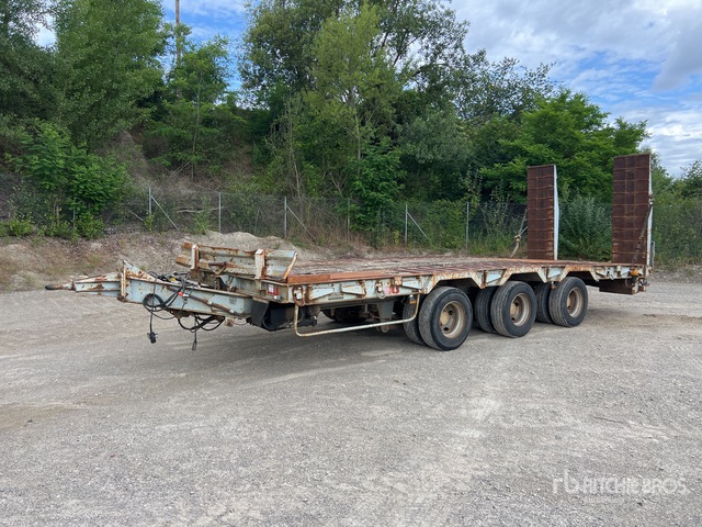 2004 LOUAULT 7.40 m Tri/A Remorque Plateau Basculant 3 Essieux Flatbed ...