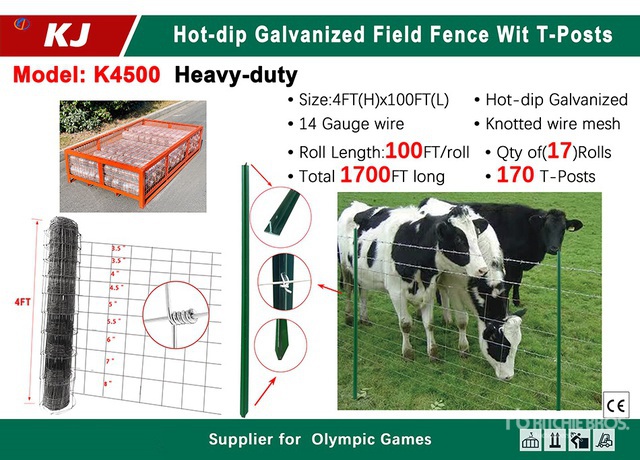 Quantity of (17) 2025 KJ K4500 100 ft x 4 ft Galvanized Farm Wire ...