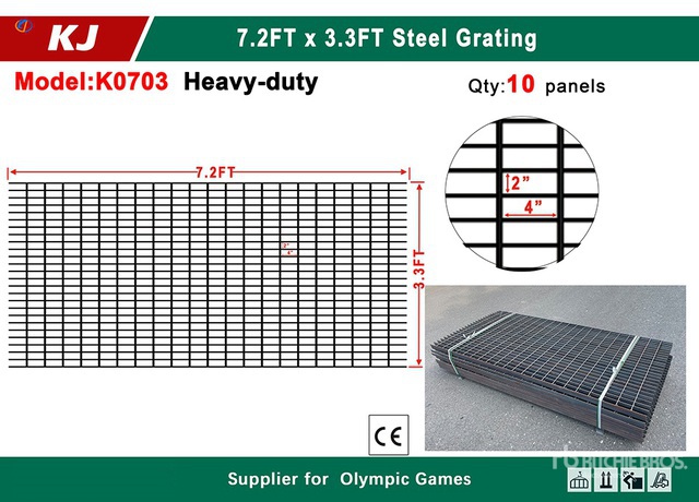 Quantity of (10) 2025 KJ K0703 3 ft x 7 ft Steel Grating (Unused ...