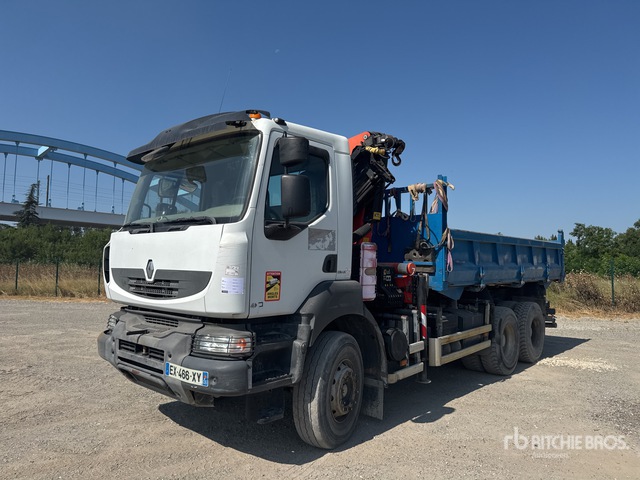 2008 Palfinger PK16502 6200 kg Articulated Boom on 2009 Renault Kerax 410 6x4 Camion Bi-Benne ...