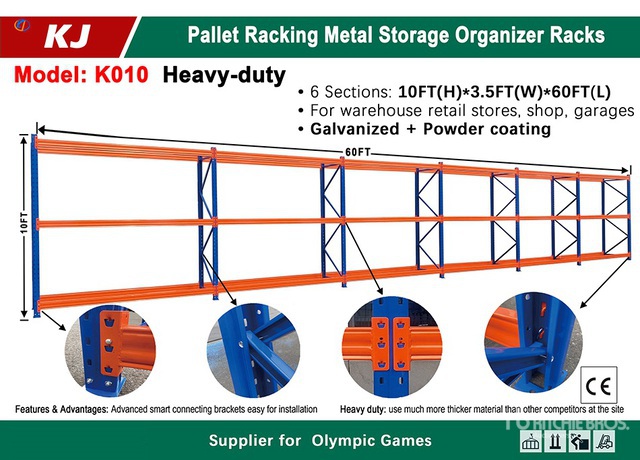 2025 KJ K010 3 ft 6 in x 60 ft Pallet Racking (Unused) | Ritchie Bros. Auctioneers