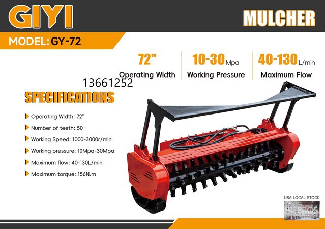 2025 GIYI GY-72 72 in Skid Steer Mulcher (Unused) | Ritchie Bros ...