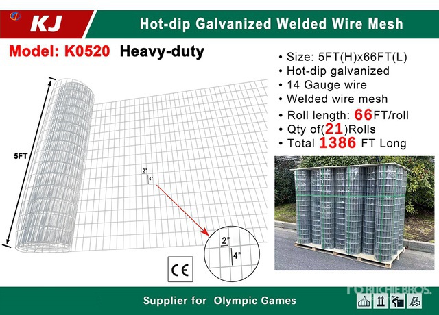 Quantity of (21) 2025 KJ K0520 66 ft x 5 ft Farm Fencing (Unused ...