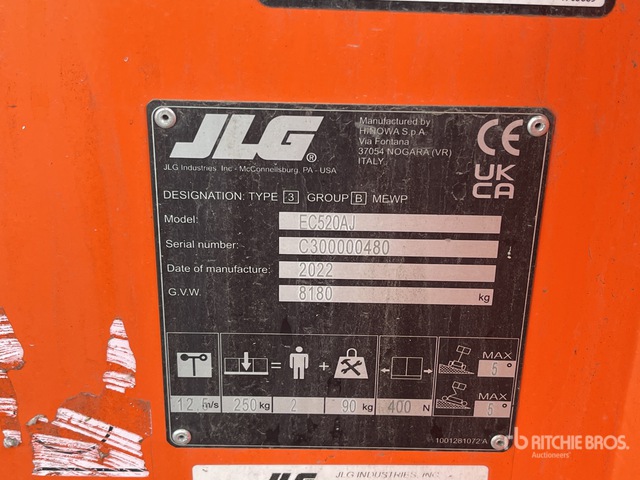 2022 JLG EC520AJ 2WD Electric Articulating Boom Lift | Ritchie Bros ...