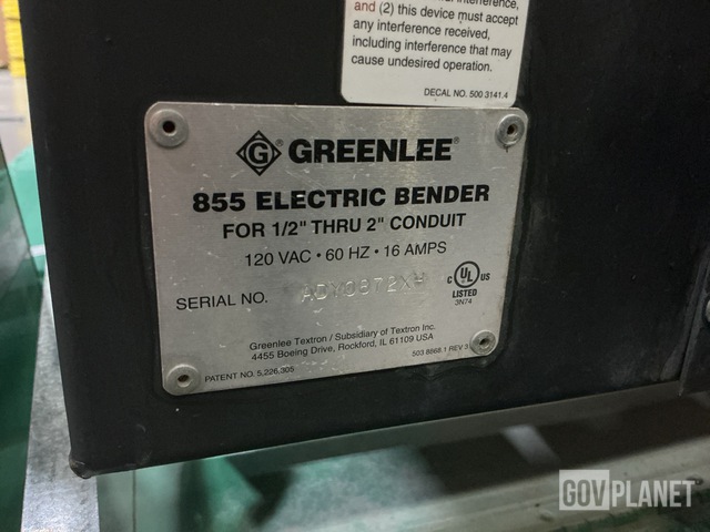 Greenlee 855 Electric Conduit Bender in Chambersburg, Pennsylvania ...