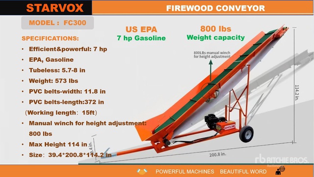 2025 STARVOX FC300 12 in x 15 ft Portable Fire Wood Transportador ...