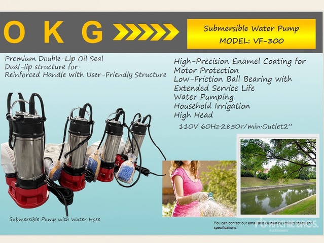 Quantity of (4) 2025 OKG VF-300 Electric Submersible Water Pump (Unused) | Ritchie Bros. Auctioneers