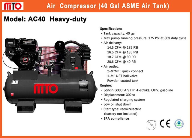 2025 MTO AC40 20.6 cfm 40 gal Air Compressor (Unused) | Ritchie Bros ...