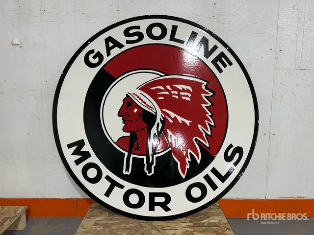 Red Indian Gasoline 3 ft Porcelain Sign | Ritchie Bros. Auctioneers