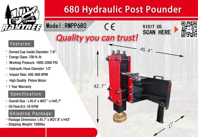 2025 Raytree RMPP680 Skid Steer Post Driver (Unused) | Ritchie Bros. Auctioneers