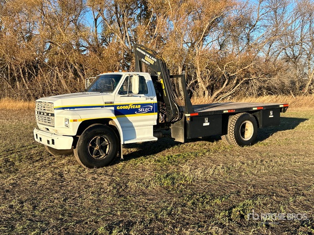 Tico 6500 lb on 1981 Ford F-600 4x2 Camion à plateforme avec grue ...
