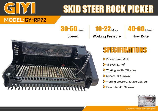 2026 GIYI GY-RP72 72 in Skid Steer Rock Picker (Unused) | Ritchie Bros ...