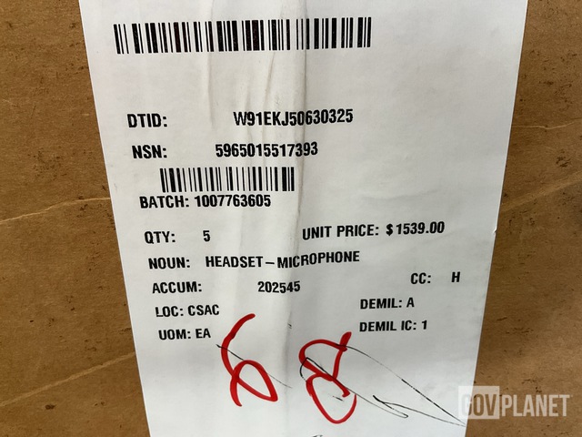 (5) Racal Acoustics RA5000/1/6400 Headsets in North Las Vegas, Nevada ...