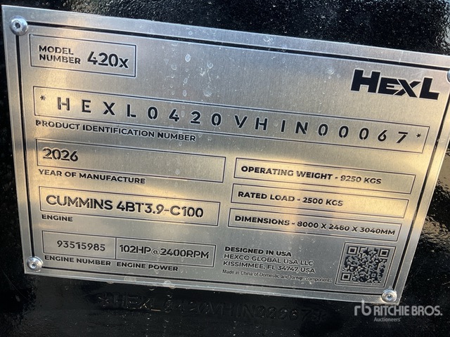 2026 HEXL 420X Super 4x4 Retroexcavadora (Unused) | Ritchie Bros ...