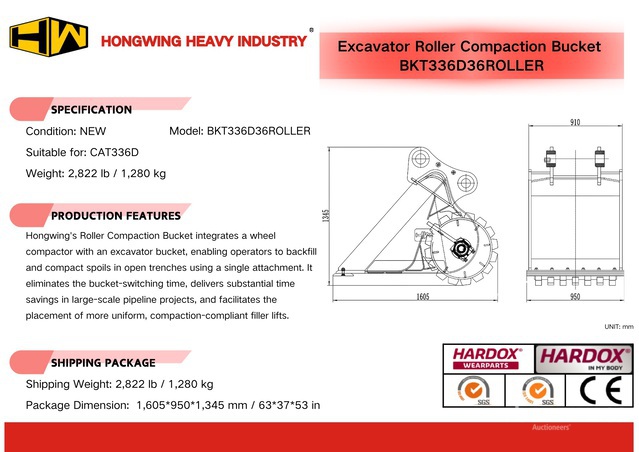 2025 HW BKT336D36ROLLER 36 in Combination Compaction / Digging ...
