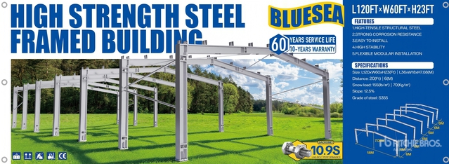 2025 BLUESEA 120 ft x 60 ft x 23 ft High Strength Steel Framed Building ...