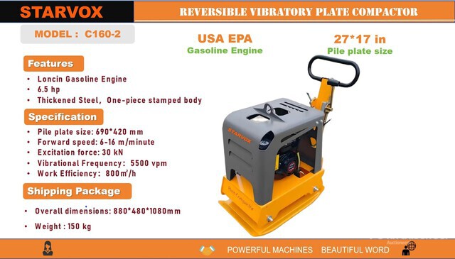 2025 STARVOX C160-2 REVERSIBLE Vibratory Plate Compactor (Unused ...