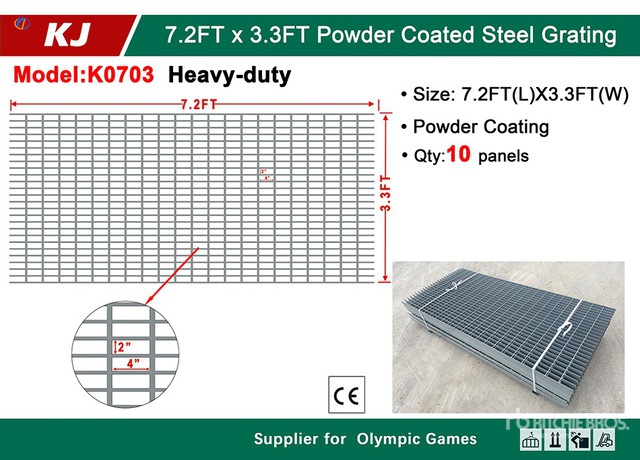 Quantity of (10) 2026 KJ K0703 3 ft x 7 ft Steel Grating (Unused ...
