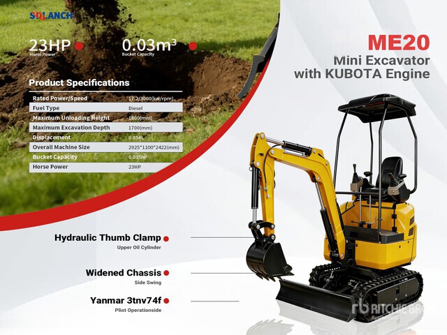 2026 SDLANCH ME20-YELLOW Diesel Mini Excavator (Unused) | Ritchie Bros ...