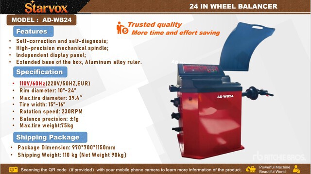 2026 STARVOX AD-WB24 24 in Wheel Balancer (Unused) | Ritchie Bros ...