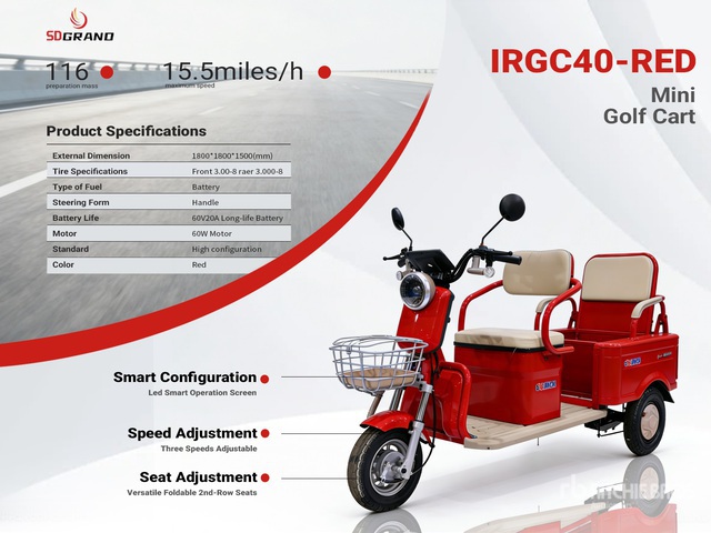 2026 SDGRAND IRGC40-RED 3 TT E-Trike Mini Scooter (Unused) | Ritchie ...