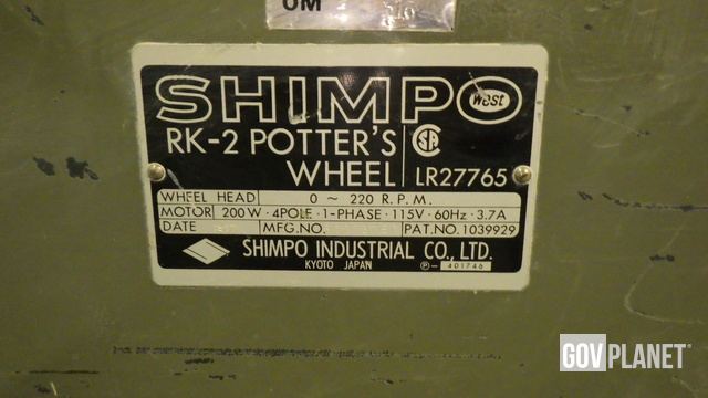 Shimpo RK-2 Potter's Wheel in Edmonton, Alberta, Canada (IronPlanet ...