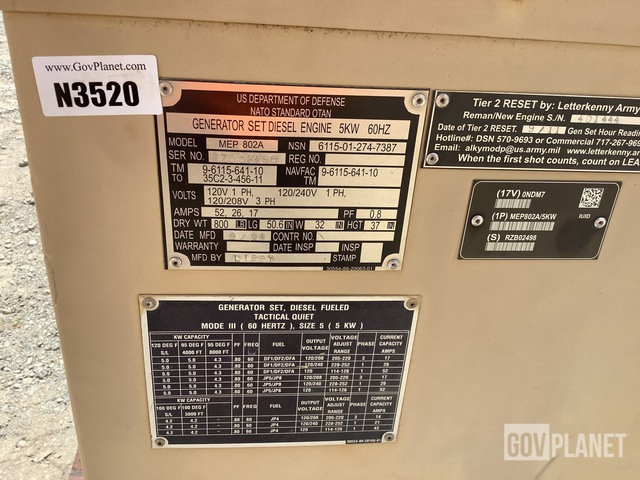 Fermont MEP-802A 5kW Generator Set in Kapolei, Hawaii, United States ...