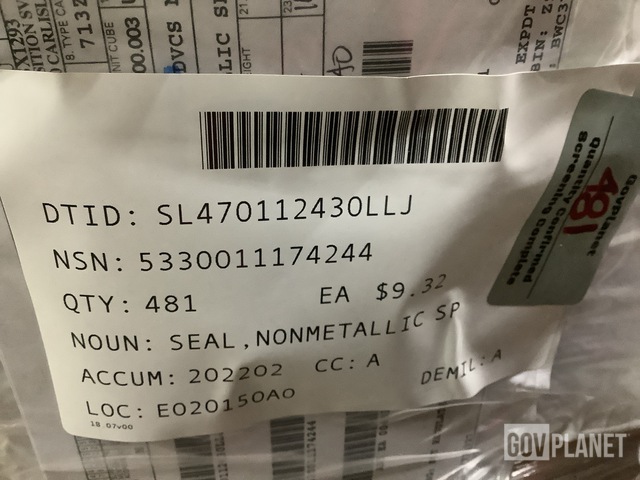 Surplus (481) Navsea 2601124-3 Special Shaped Non-Metallic Seals in ...
