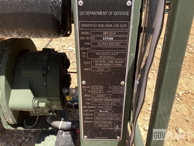 Surplus (3) Dewey MEP-501A 2kW Generator Sets in Albany, Georgia ...