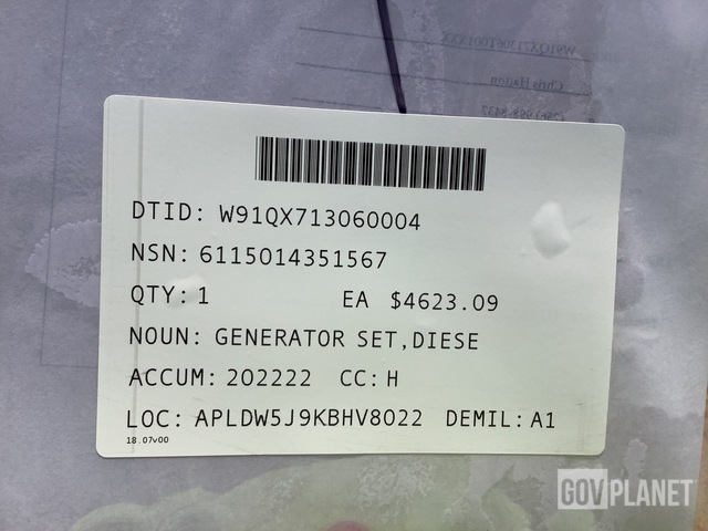 Surplus (6) Dewey Electronics MEP-501A 2kW Generator Sets in Albany ...